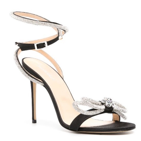 MACH & MACH | Shoes | Mach Mach Black Double Bow 1 Heeled Sandals Size ...